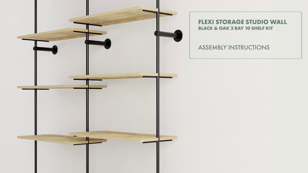 Wall Black & Oak 2 Bay 10 Shelf Kit – Flexi Storage